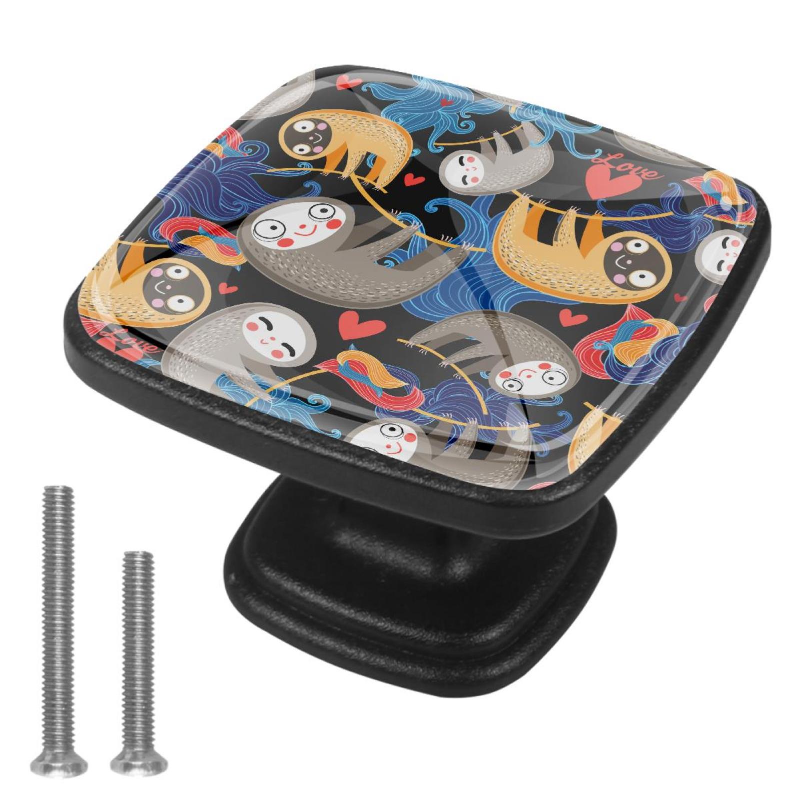 4 Pcs Cabinet Handle Drawer Pulls Abstract Art Cartoon Sloth Knobs with ...