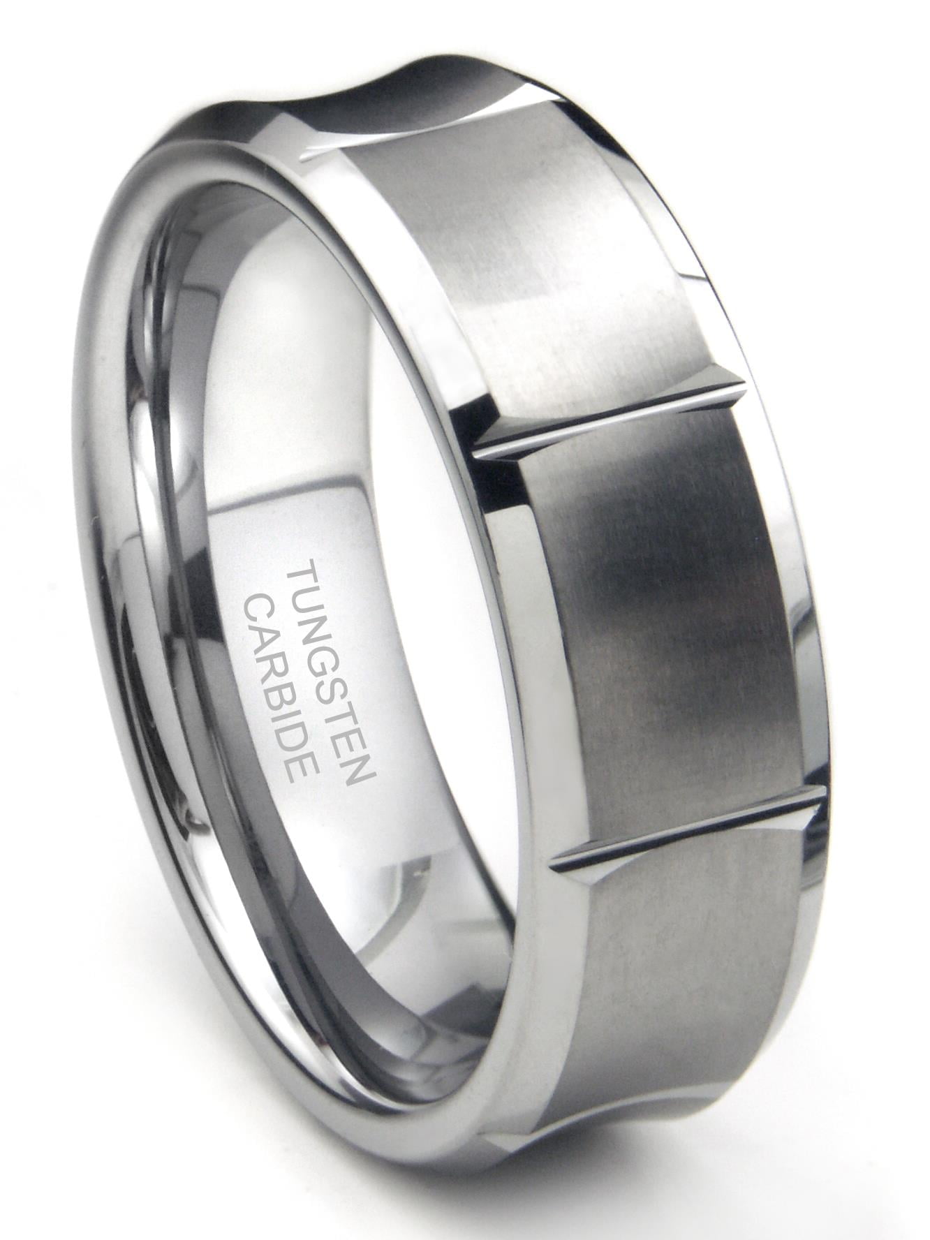 Andrea Jewelers Tungsten Carbide Concave Wedding Band Ring With ...