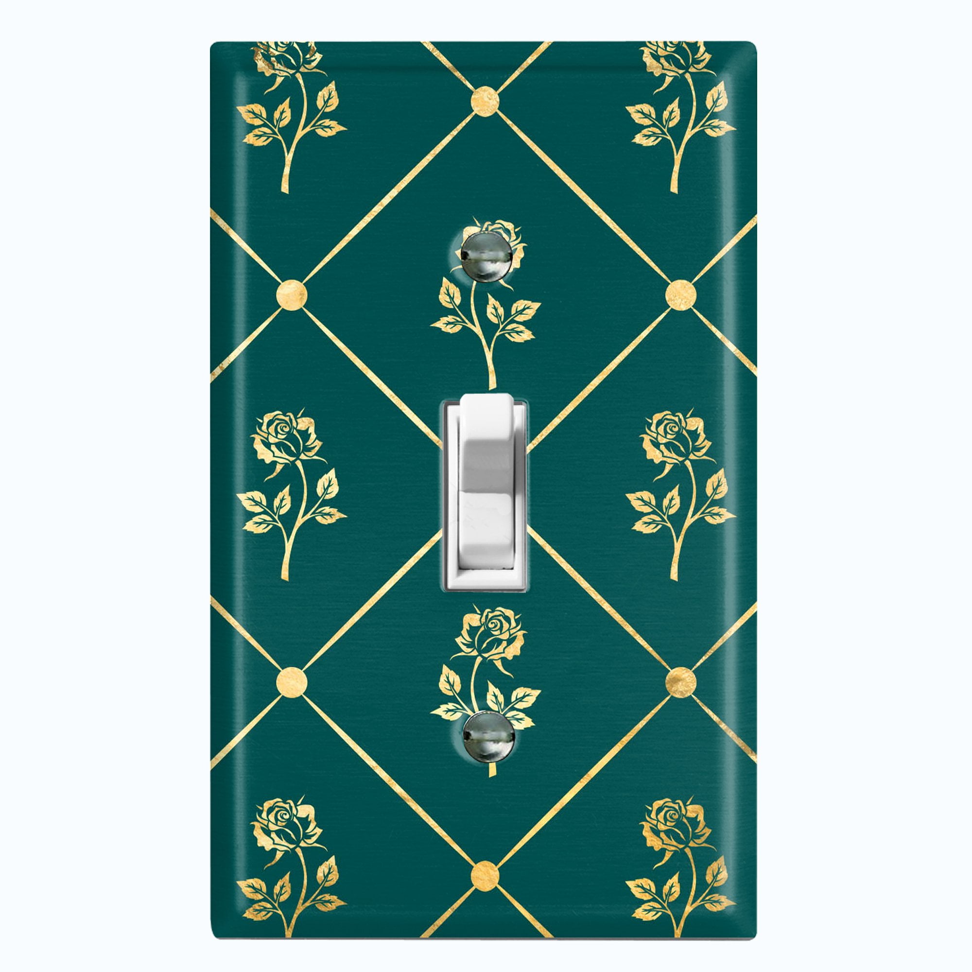 Metal Light Switch Plate Cover Elegant Yellow Tufted Rose Emerald ...