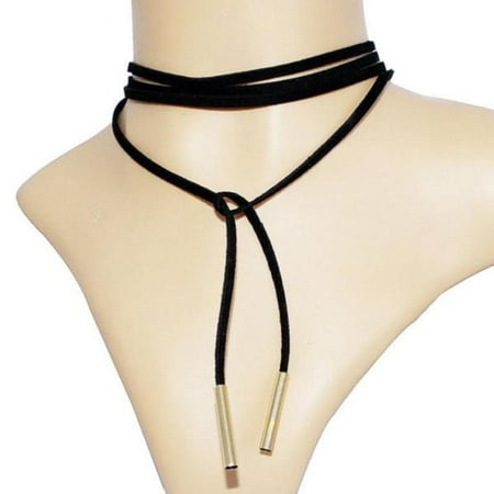 F.S. Black Thin Leather Strap Choker Necklace | Walmart Canada