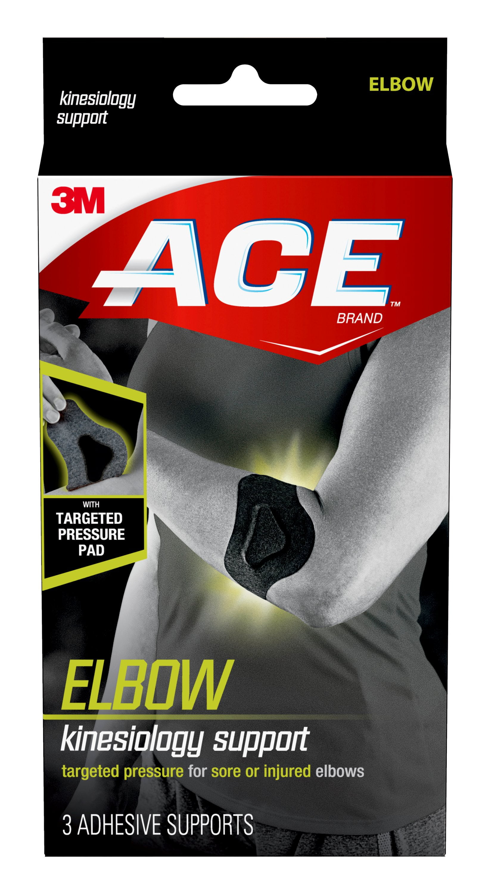 ACE Brand Kinesiology Elbow Support, 3 Adhesive Supports, Ideal for ...
