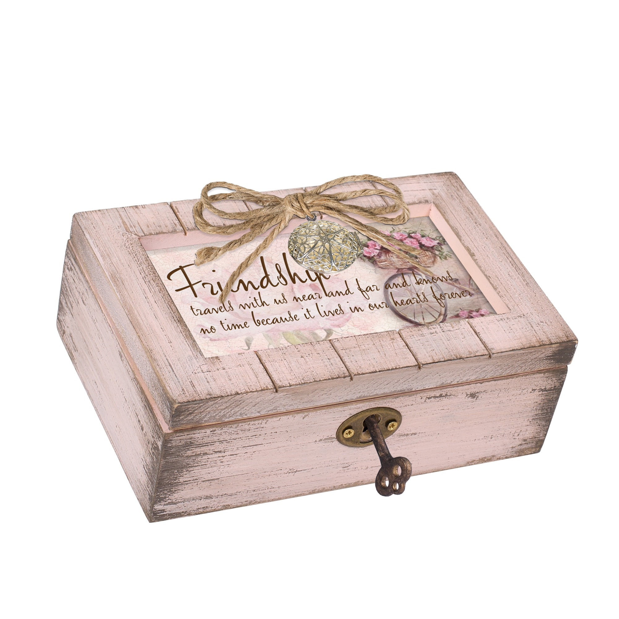 Friendship Travels With Hearts Blush Pink Locket Petite Music Box Plays ...