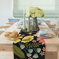 Boho Floral Leaf Black Dining Table Runner 72 inches Long, Bohemia ...