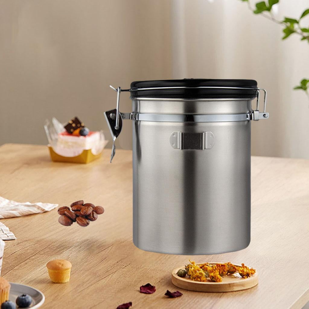 Coffee Storage Canister 1500ml Date Lid Stainless Steel Kitchen Storage ...