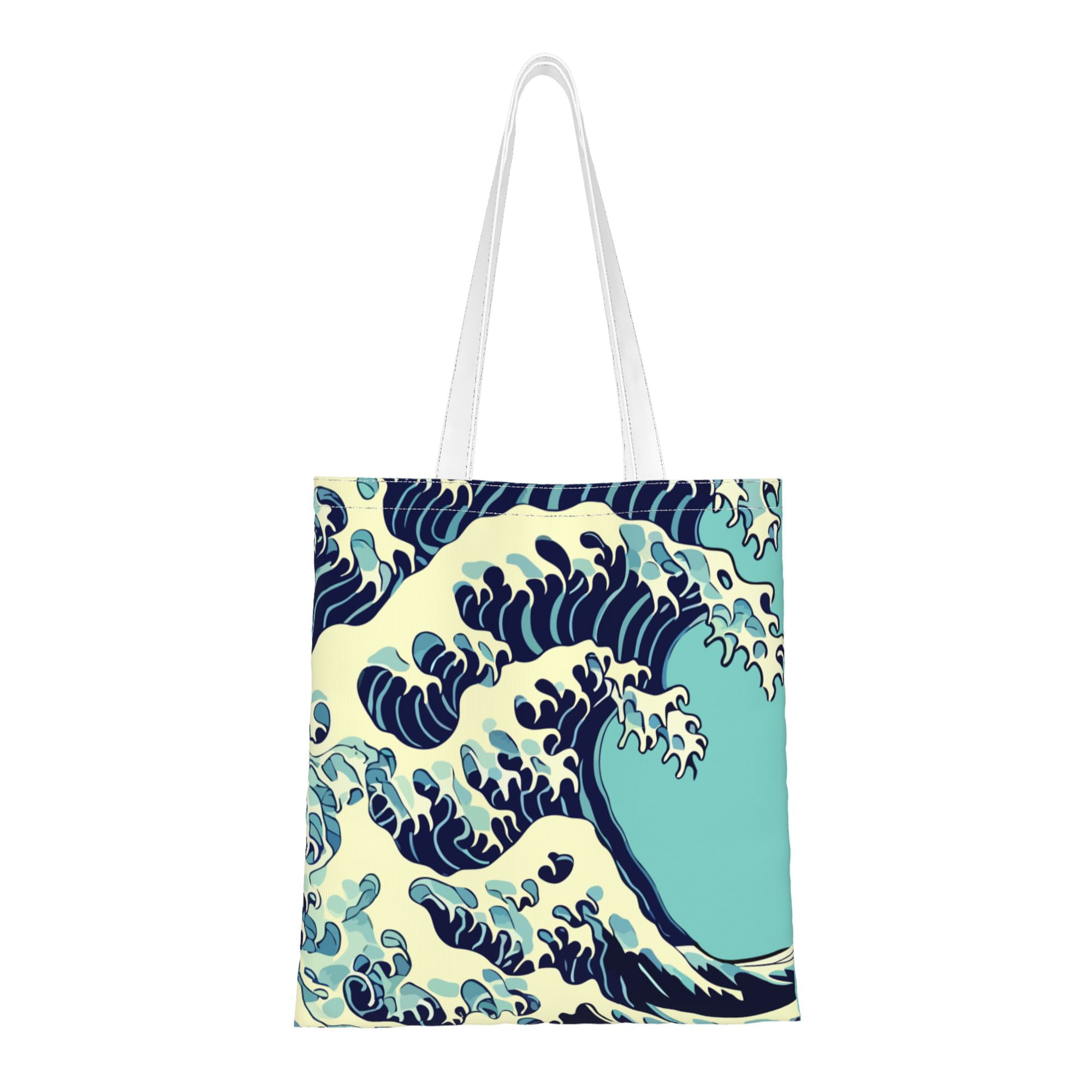 DouZhe Reusable Grocery Bags, Japanese Style Splash Waves Lightweight ...