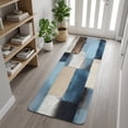 Abstract Color Stitching Washable Runner Rug 3X7 ft Blue Brown Graffiti ...