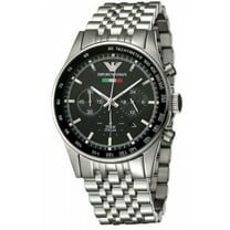 Emporio Armani AR0389 Men's Stainless Steel Chronograph Watch, Black ...