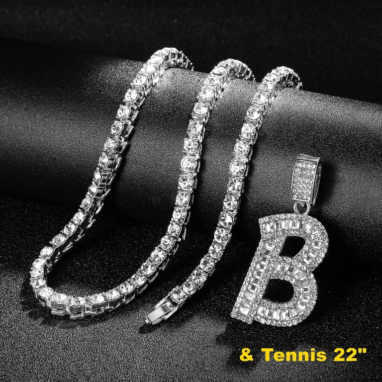 Moissanite Chain Men Womens Mens Gold Filled A-Z Initial Necklace ...