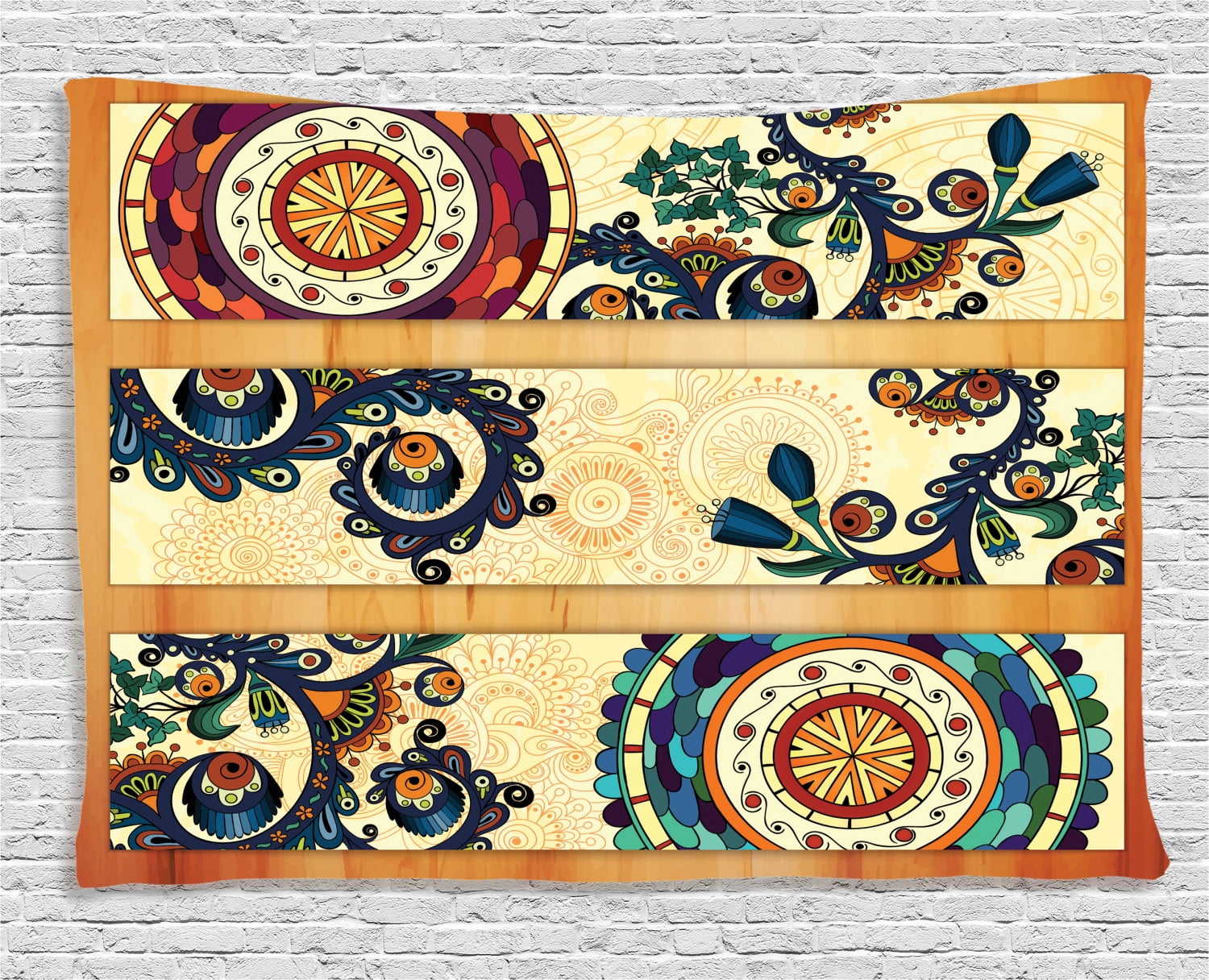 Batik Decor Tapestry, Oriental Vintage Paisley Batik Pattern with ...