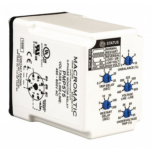 Macromatic Phase Monitor Relay,480-600VAC,Plug,SPDT PMP575 - Walmart.com