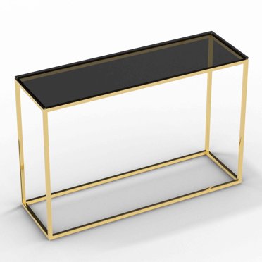 Cortesi Home Laila Console Table, Clear Glass and Gold Stainless Steel ...