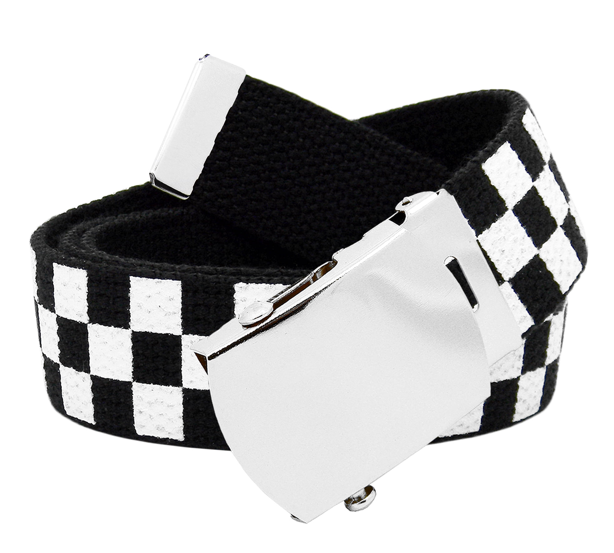 Men's Classic Silver Slider Military Belt Buckle with Canvas Web Belt ...