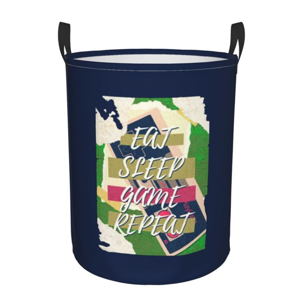 DouZhe Waterproof Collapsible Large Laundry Baskets, Abstract Eat Sleep Game Repeat Poster ...