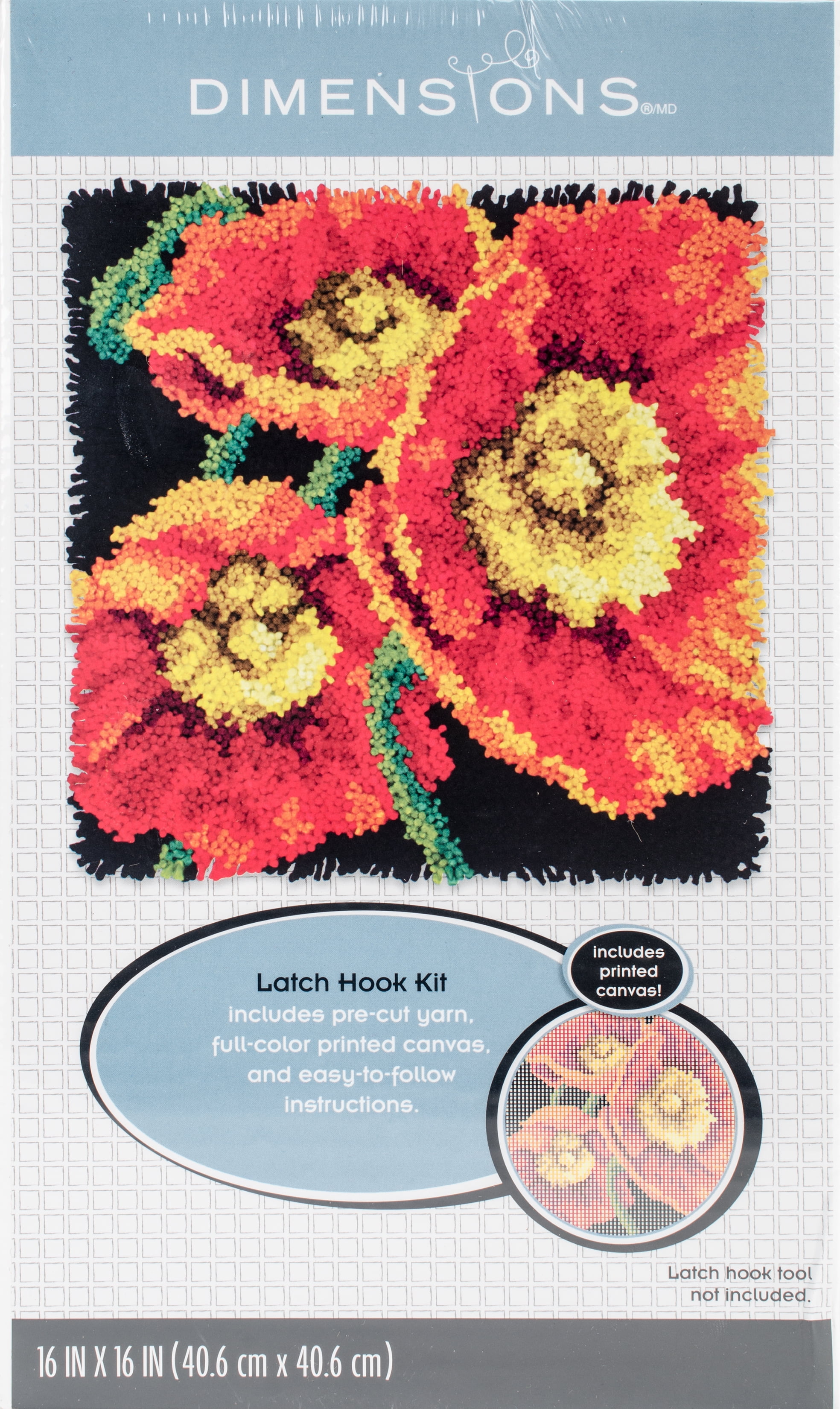 Latch Hook Kit 16"X16"-Red Poppy | Walmart Canada