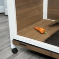 PawHut Indoor Rabbit Hutch with Wheels, Desk and Side Table Sized, Wood ...