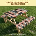 Abstract Color Block Picnic Table Cover with Bench Covers Black Pink ...