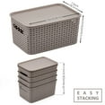 EZOWare 4pc Small Lidded Gray Plastic Knit Baskets, Stackable Household ...