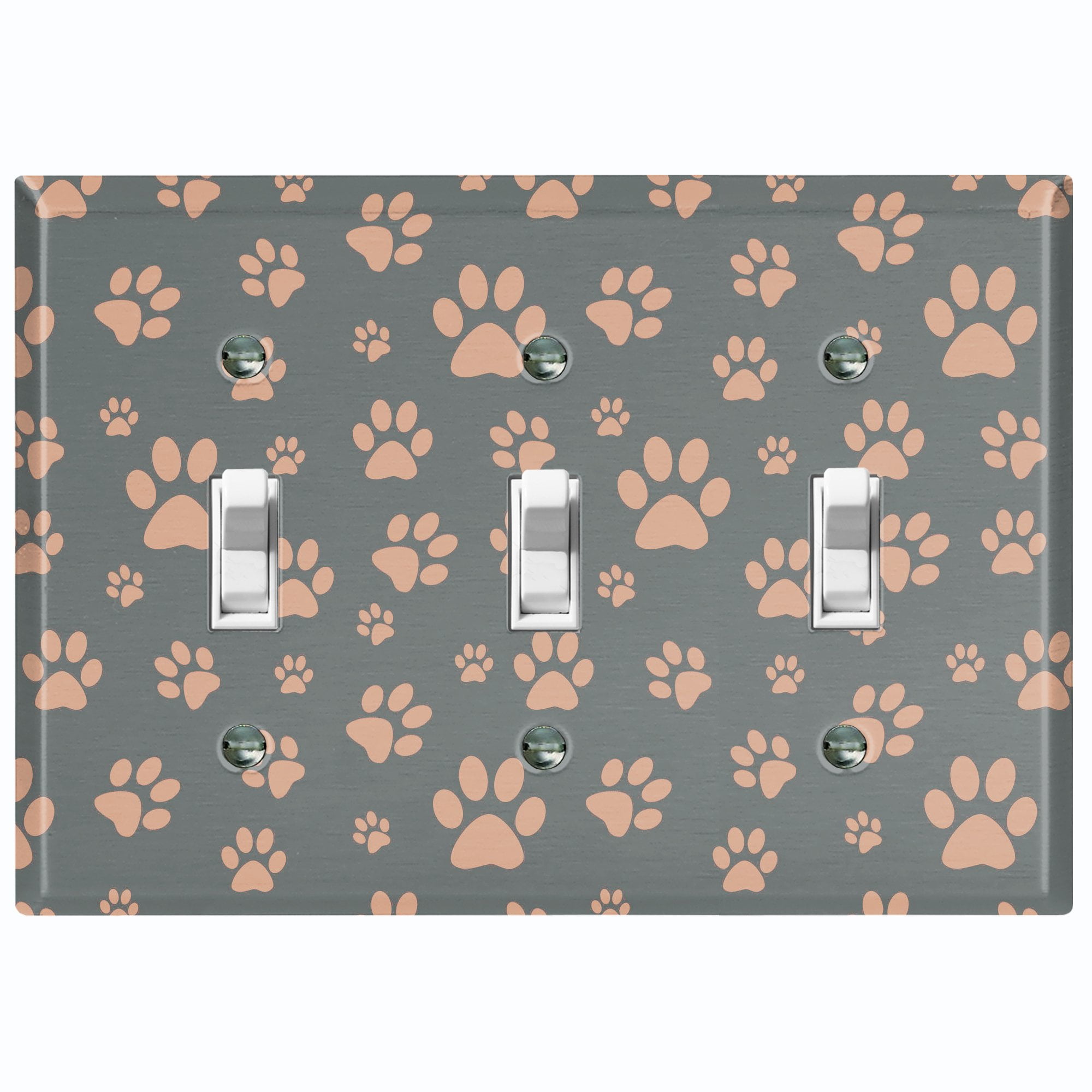 Metal Light Switch Plate Cover Puppy Dog Paw Prints Green Brown DOG033 ...