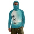 Bulopur Men’s UPF 50+ Sun Protection Hoodie Shirt Teal Palm Tree Beach ...