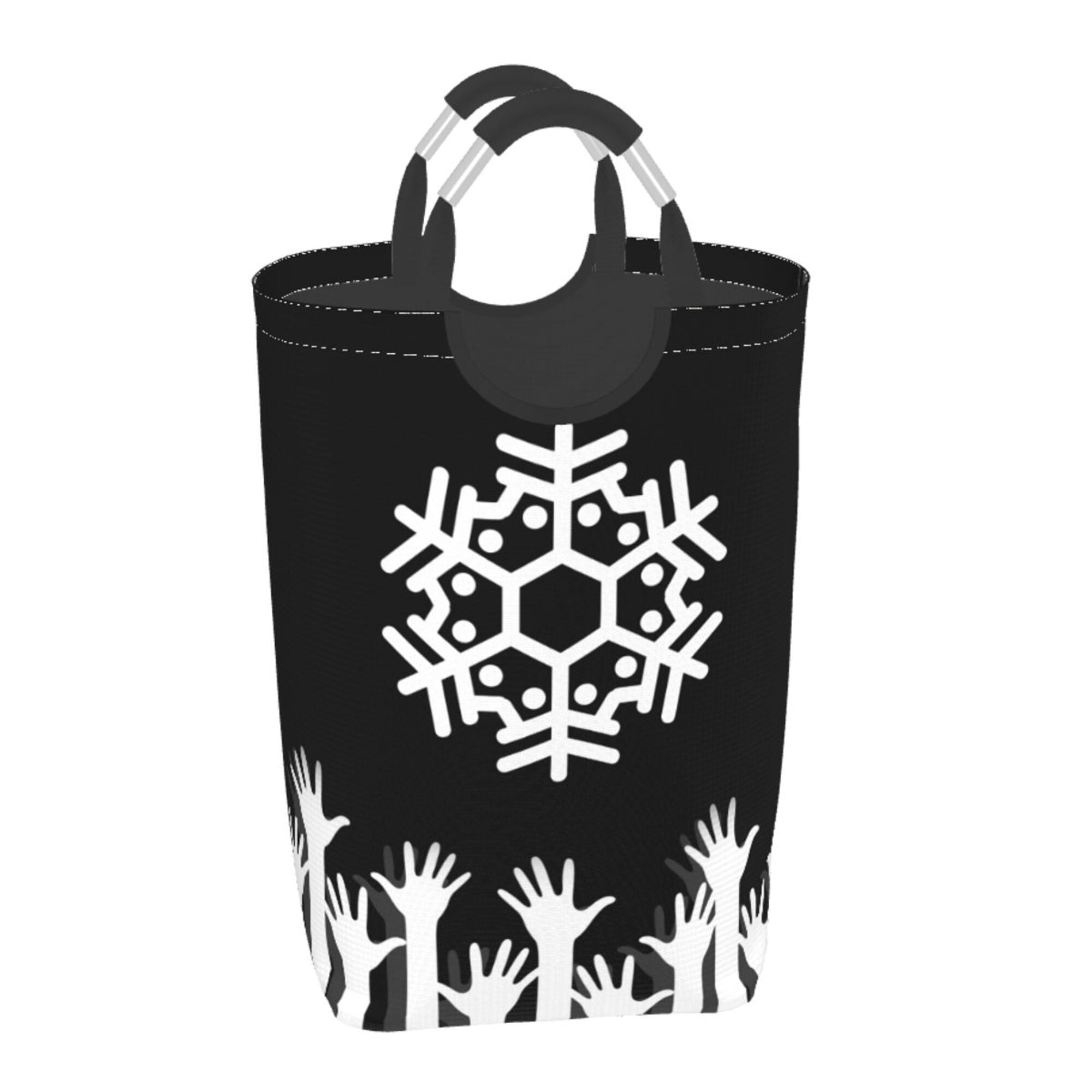 Waterproof Collapsible Laundry Hamper, Black snowflake Hand Aluminum ...