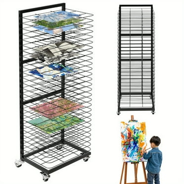 MEEDEN Wood Large Print Rack, Artist Storage Rack with Castors, Art ...