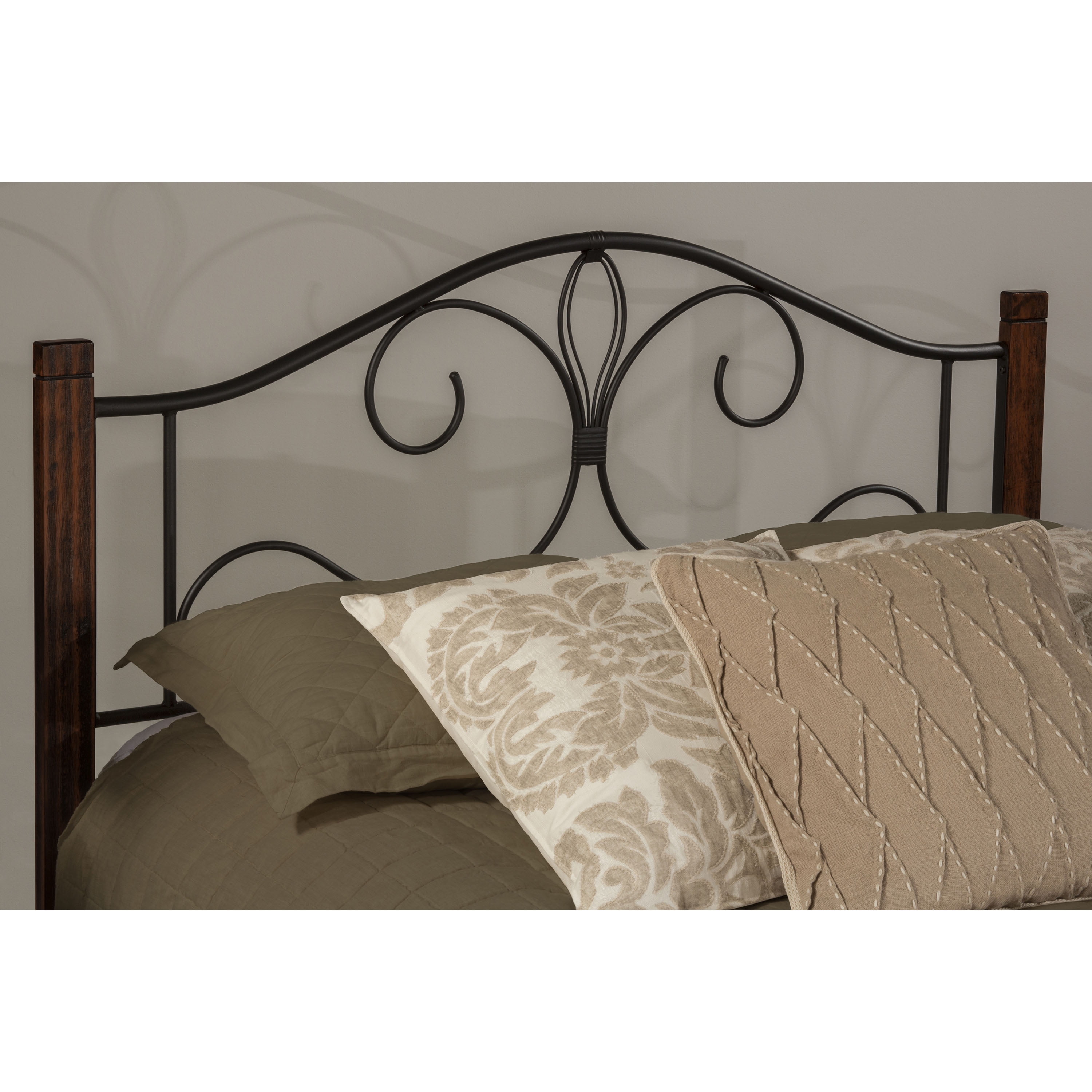 Hillsdale Furniture Destin Scrolled Black and Wood King Headboard with ...