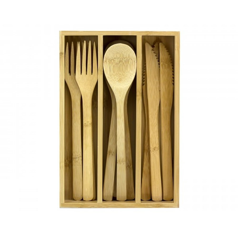 Totally Bamboo 12-Piece Bamboo Flatware Set with Portable Storage Case ...