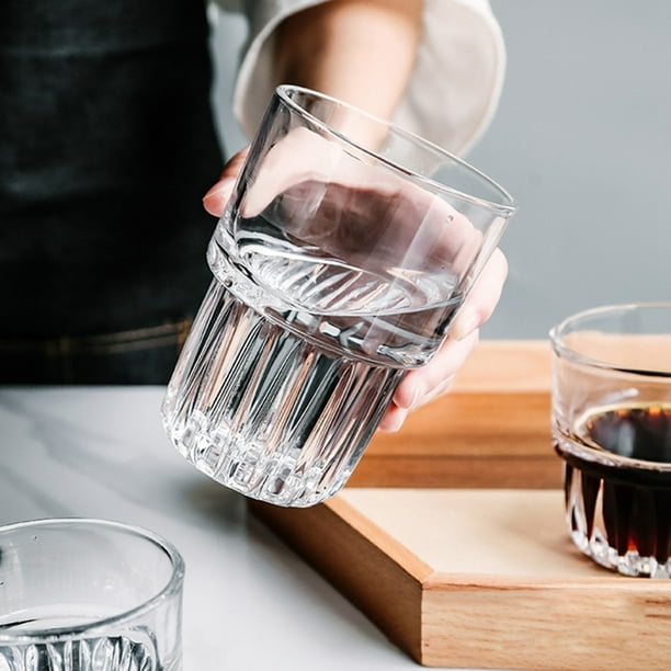Kitchen Water Glass Textured Stackable Beverage Drinking Glass Cup for ...