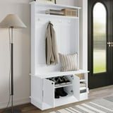 Castle Place Modern Hall Tree with Storage Cabinet, White - Walmart.com