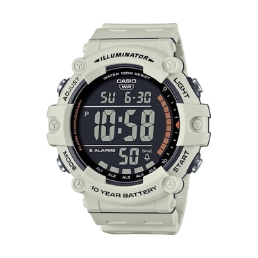 Casio Men's Large LCD HD Digital Wrist Watch with Tan Resin Strap, 100m ...