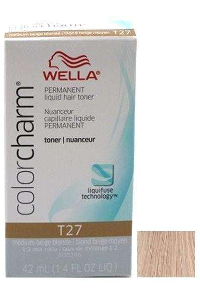 Wella Color Charm Permanent Liquid Hair Toner - T27 Medium Beige Blone ...