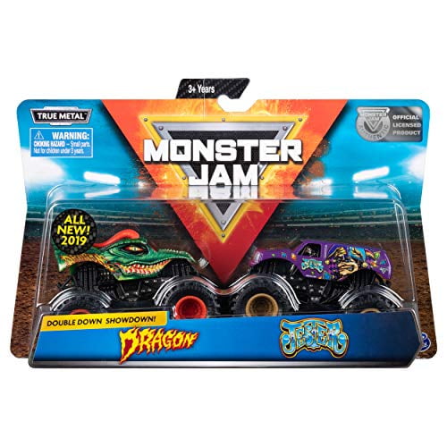 Monster Jam Official Dragon vs. Jester Scale Die-Cast Monster Trucks, 1 ...
