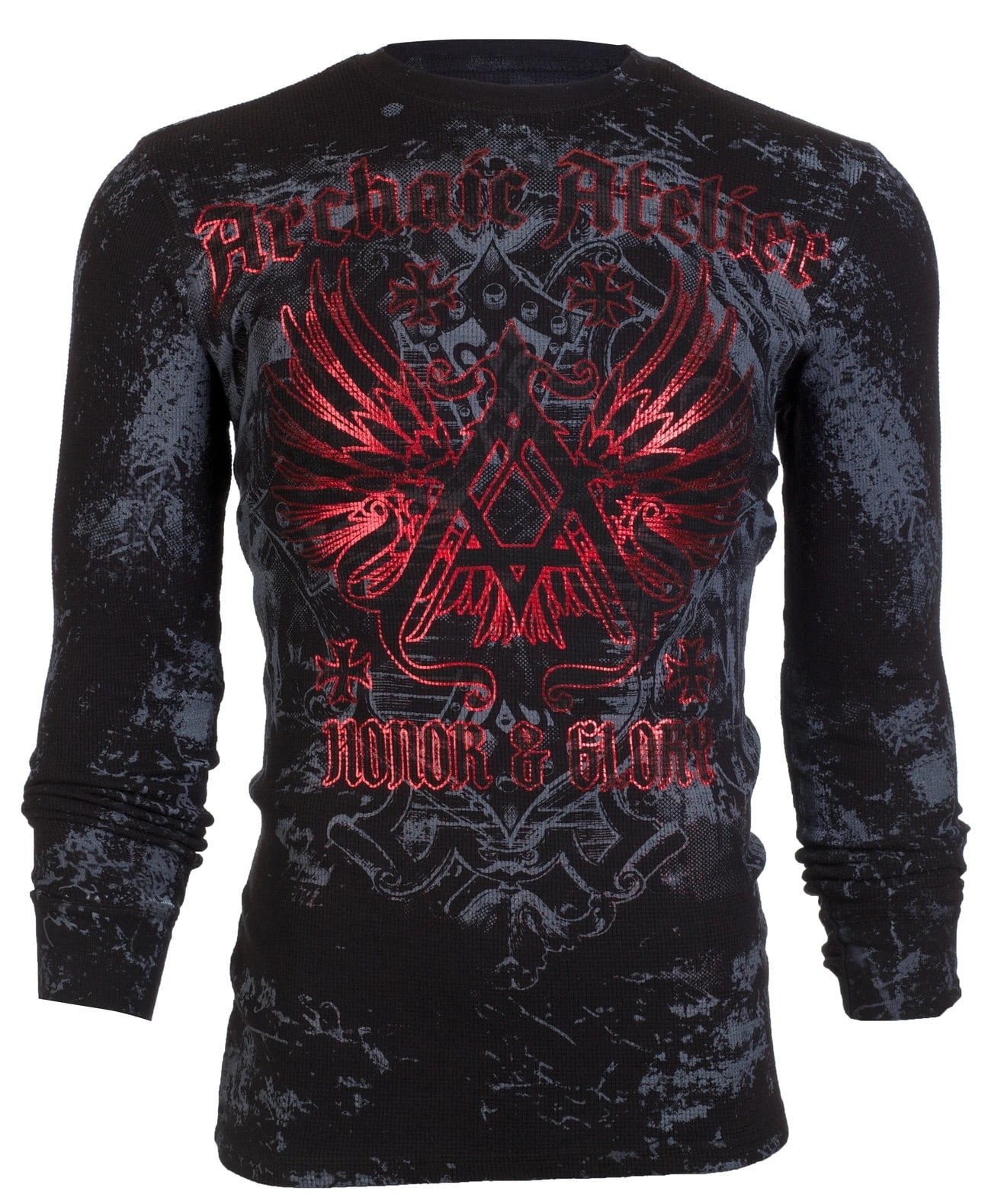 Archaic By Affliction Mens Long Sleeve Thermal Shirt ACHILLES Crewneck ...