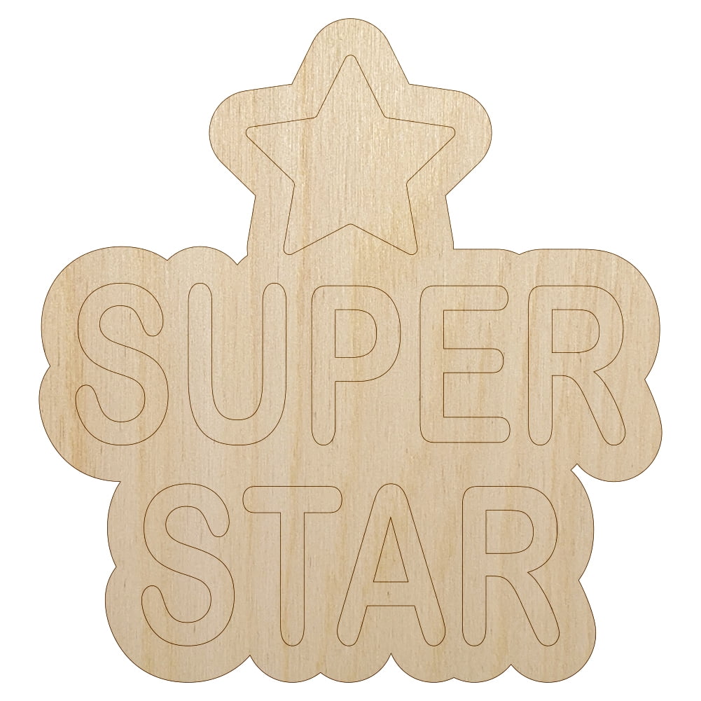 Super Star Fun Text Teacher School Wood Shape Unfinished Piece Cutout ...