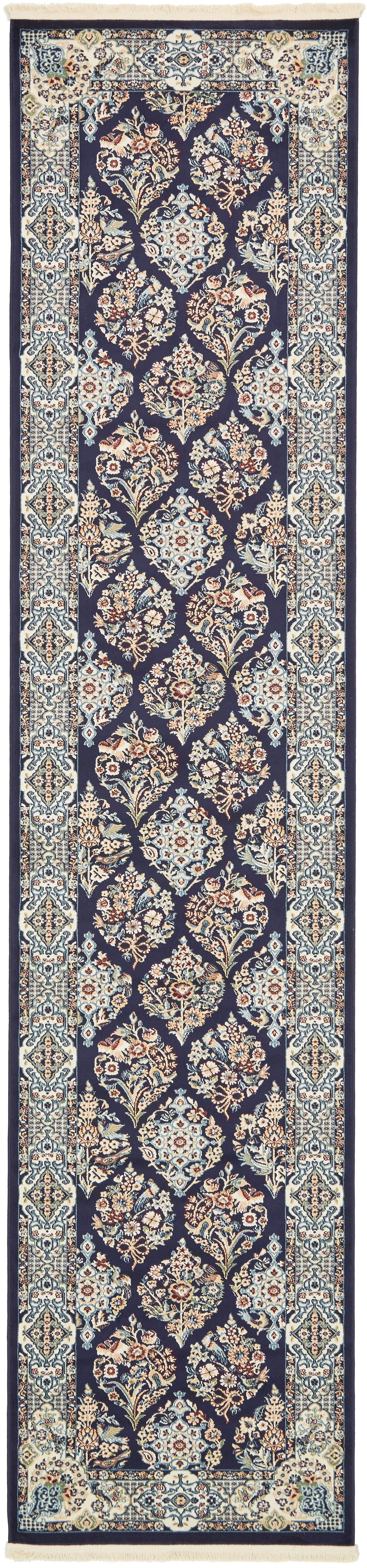 Rugs.com Rabia Collection Rug – 3' x 13' Runner Navy Blue Low Rug ...