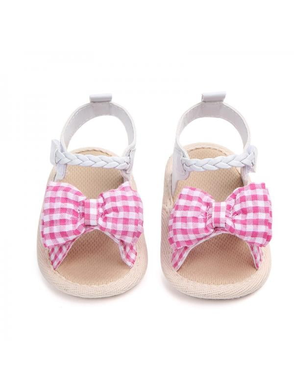 Lavaport - Lavaport Cute Baby Girl Bowknot Plaid Sandals Soft Sole Anti-slip Shoes 0-18M ...