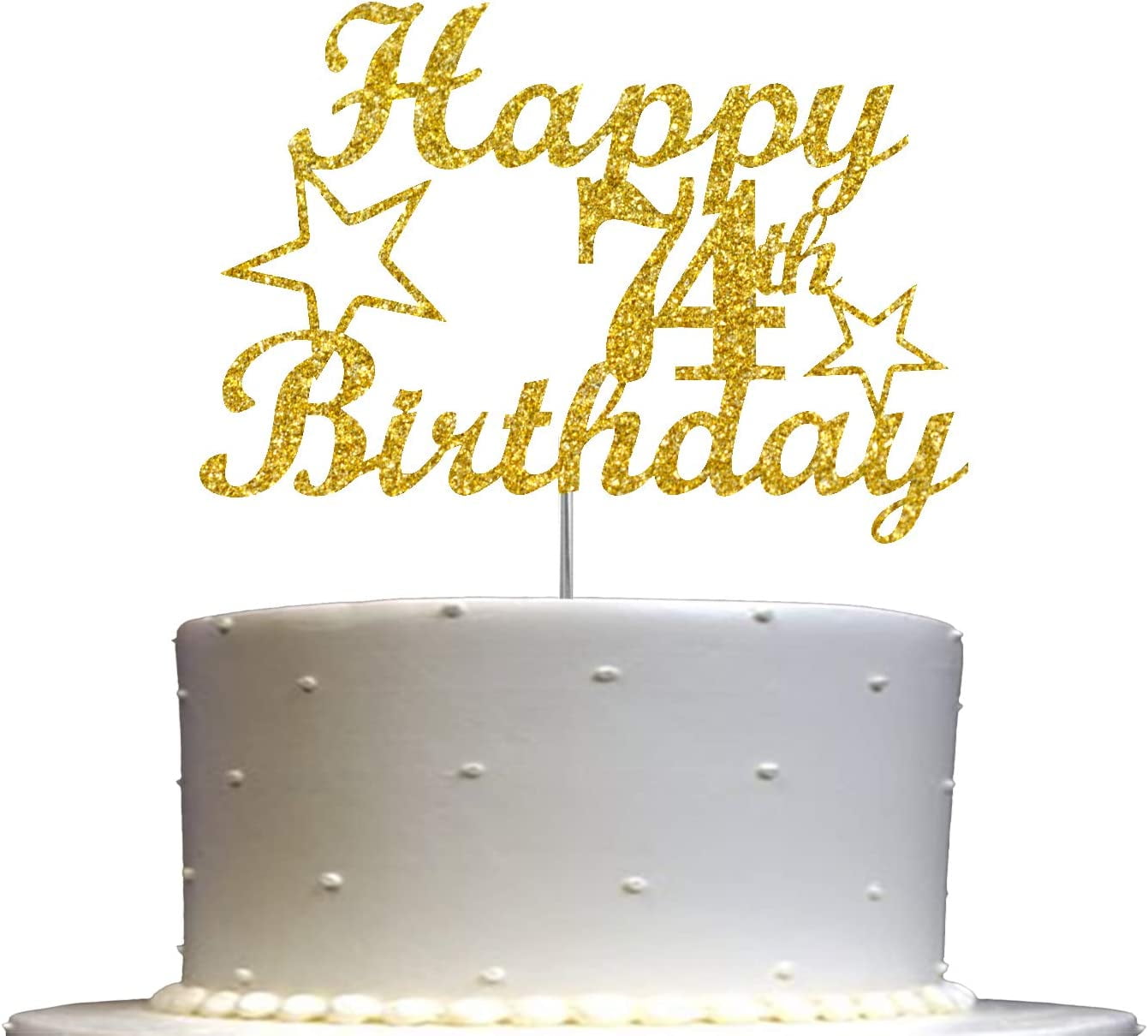 74 Birthday Cake Topper Gold Glitter, Party Decoration Ideas, Sturdy ...