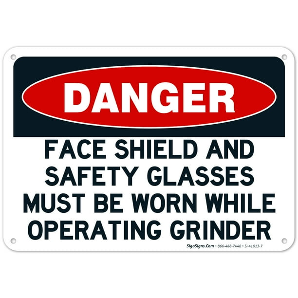 Grinder Safety Sign, With Danger Header 10x7 Aluminum - Walmart.com