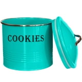 Blue Donuts Decorative Cookie Storage Tin with Metal Lid, Turquoise ...