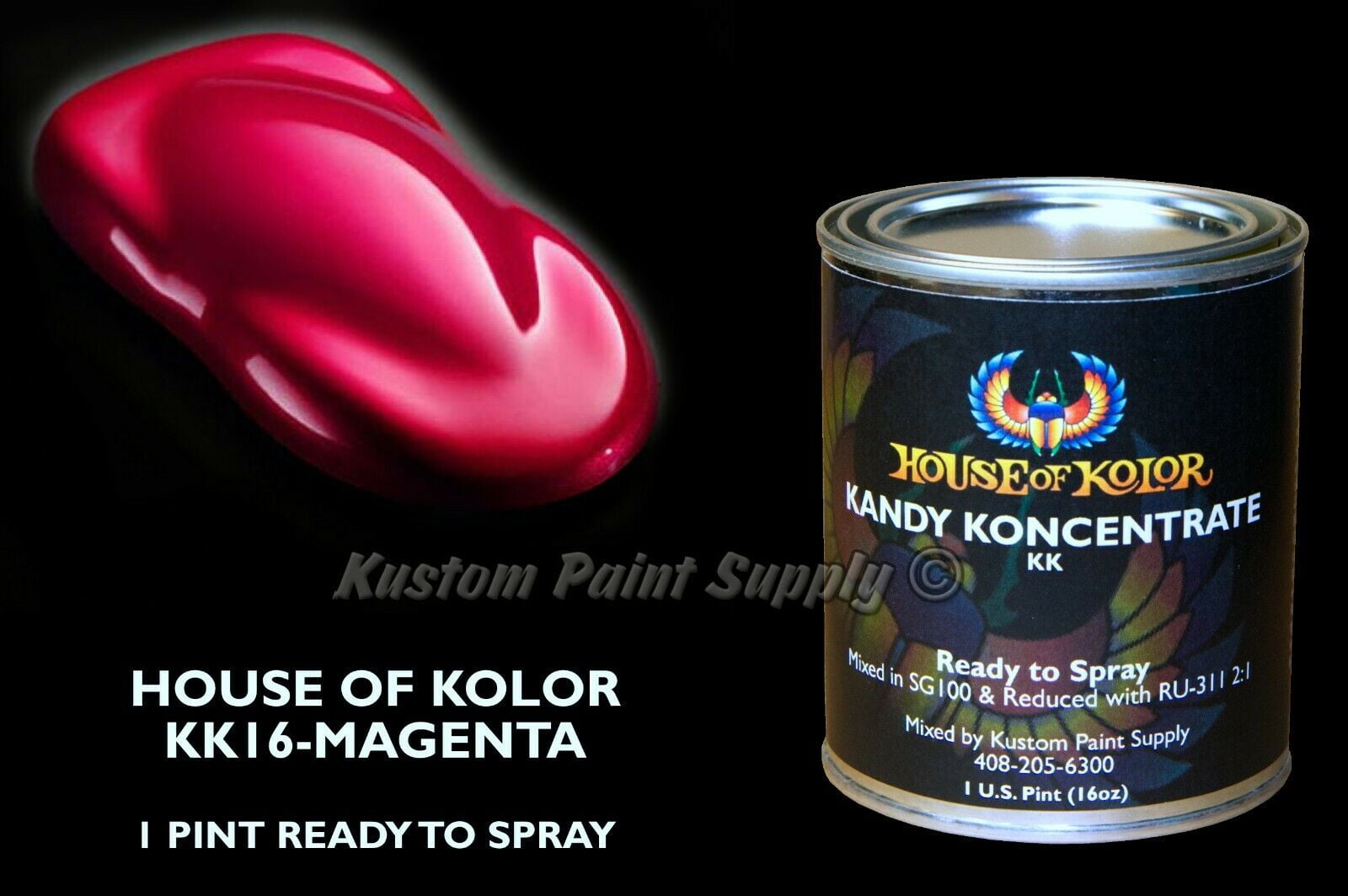 Magenta Kandy KK16 House of Kolor 1 Pint Can Ready To Spray - Walmart.com