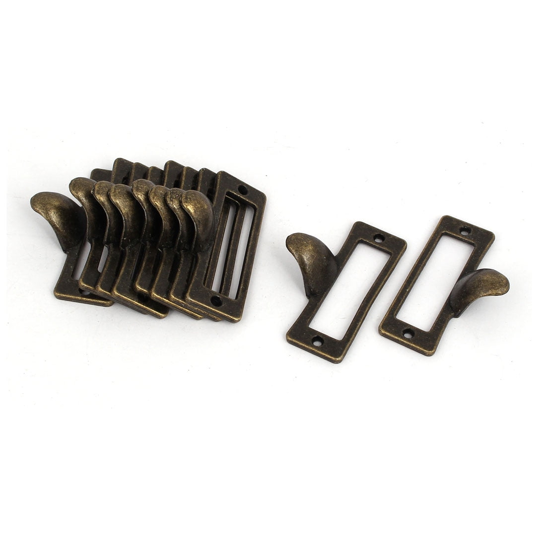 Office Drawer Tag Frame Label Holder Pull Handle Bronze Tone 10pcs ...