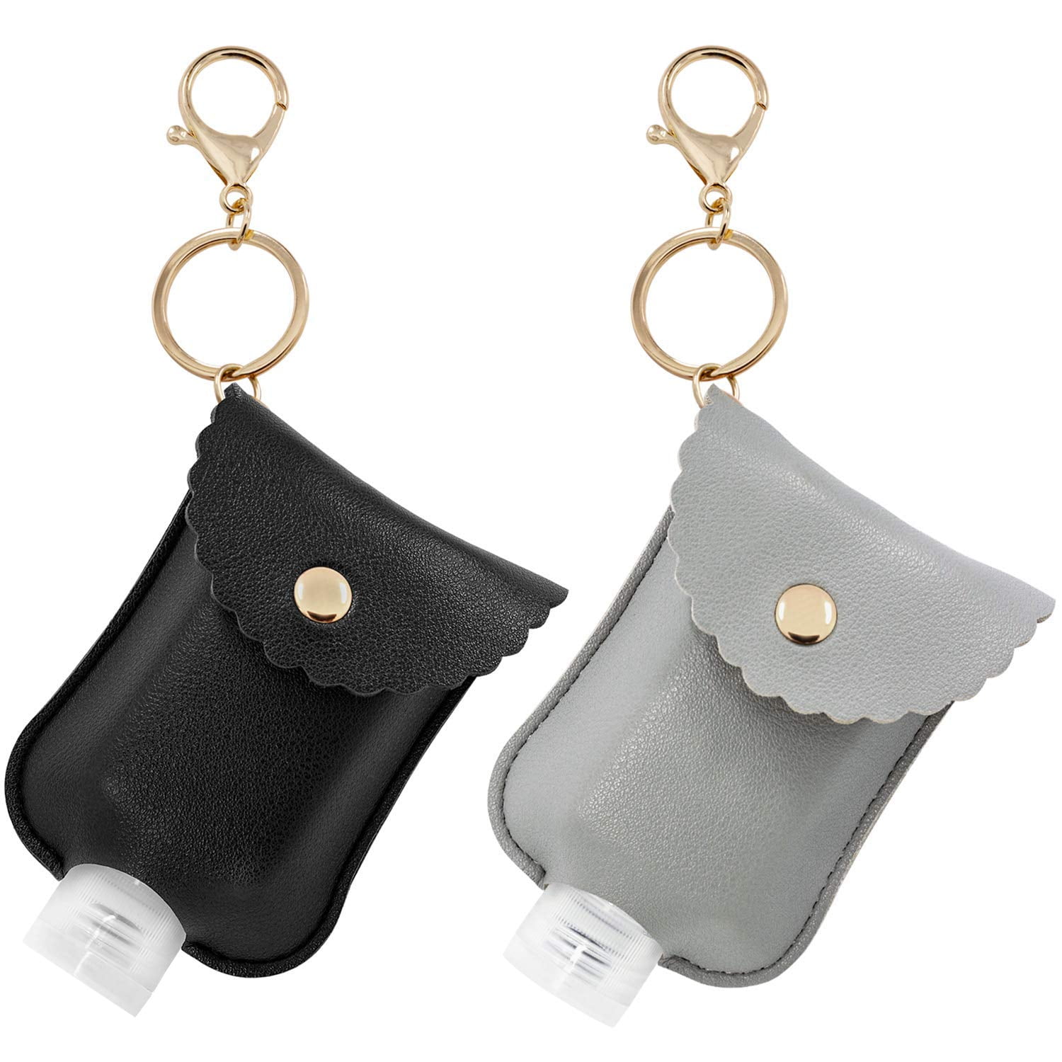 2 Pieces Travel Bottle, Leather Keychain Holders with 2 oz/ 60 ml ...