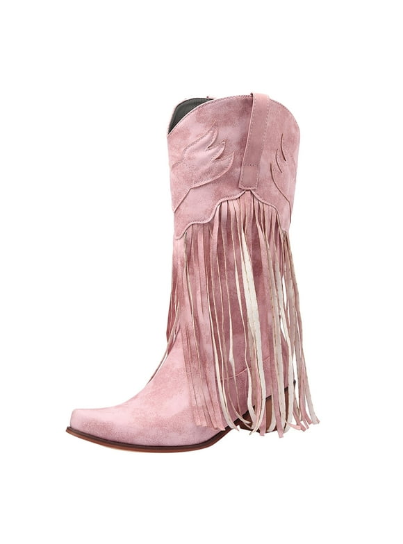 Knee High Fringed Boots