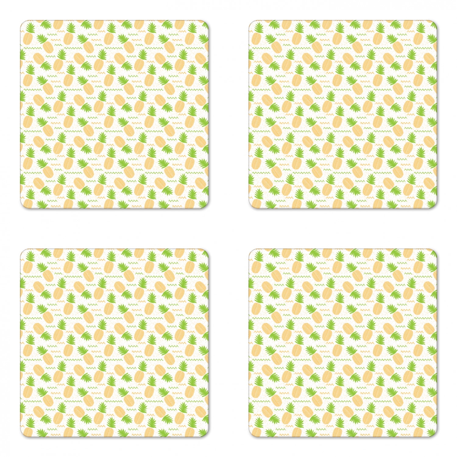 Tropical Coaster Set of 4, Herringbone Stripes with Dots Background ...