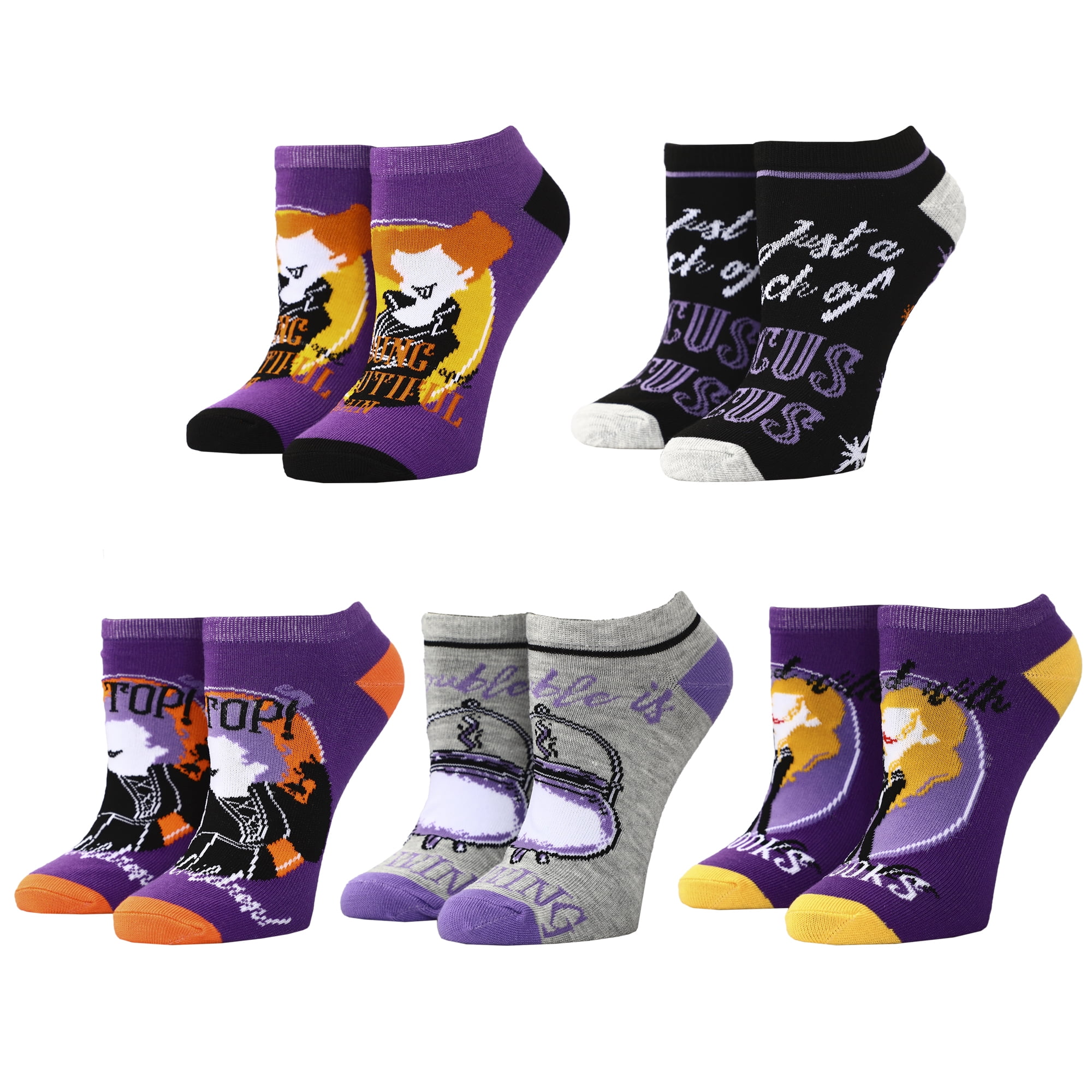 Hocus Pocus Characters & Icons Women’s 5-Pack Ankle Socks - Walmart.com
