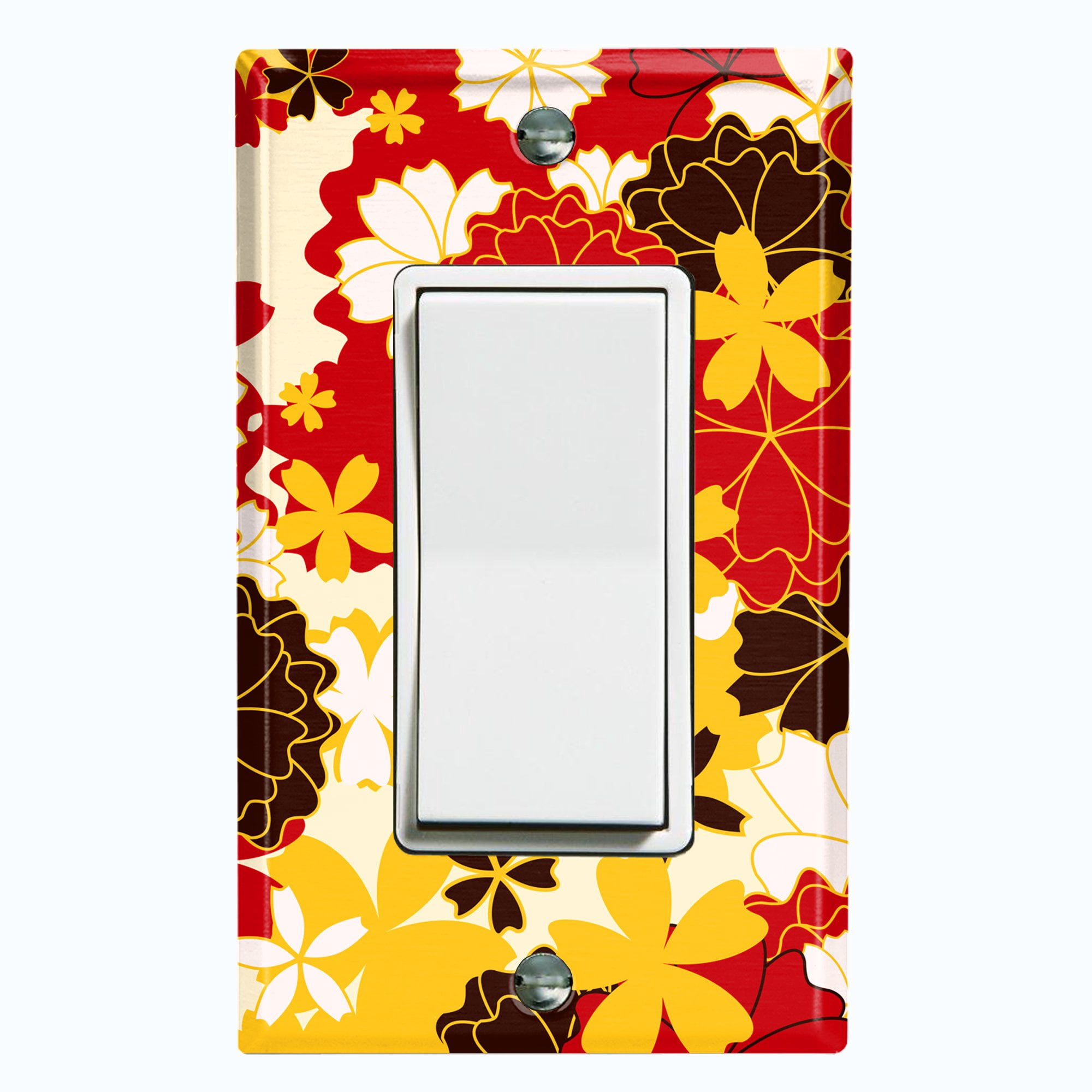 Metal Light Switch Plate Cover Japanese Sakura Red Flower Beige ...