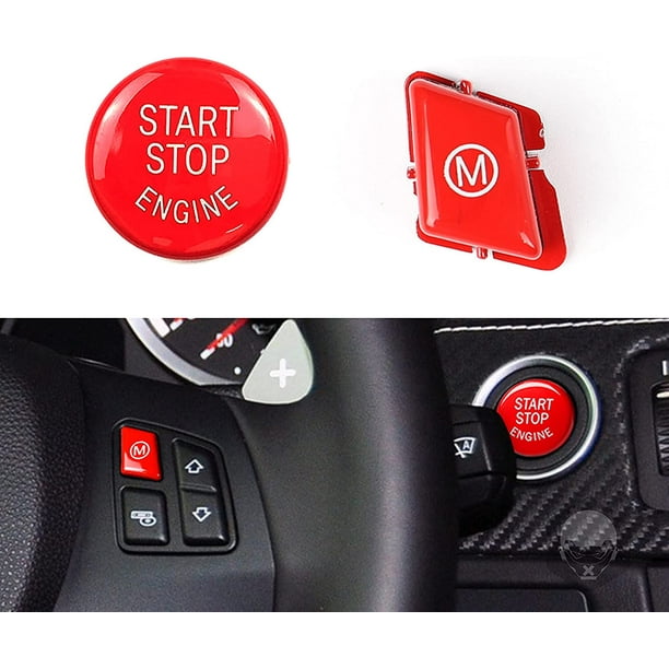 M Button+One Key Start Button Steering Wheel Button Red for BMW 3 ...