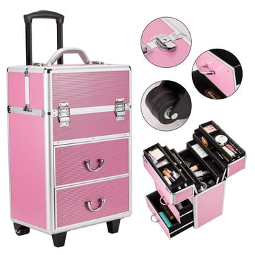 SmileMart Professional Makeup Trolley Train Case with Lock, Mirror ...