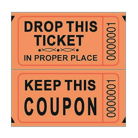 Amscan Double Ticket Roll, 6-1/2"H x 6-1/2"W x 2"D, Orange, 2,000 ...