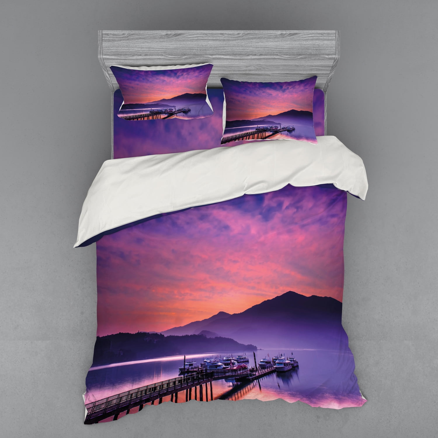 Ambesonne Landscape Bedding Set 4 Pcs, Lake in Nantou Taiwan, Queen ...